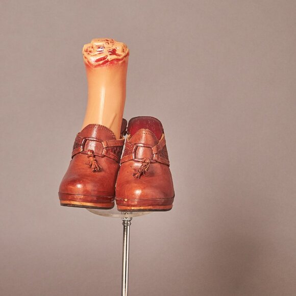 Side Step | Shoes | Vintage 97s Sweet Steps Brown Leather Wooden Clogs ...